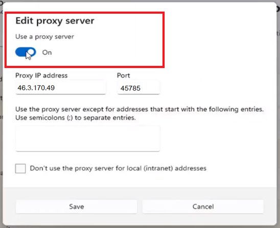 Proxy setup for Windows 11: enabling and disabling